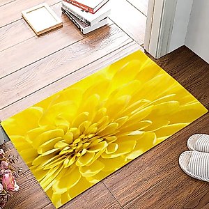 Door Mat for Bedroom Decor, Yellow Chrysanthemum Floor Mats, Holiday Rugs for Living Room, Absorbent Non-Slip Bathroom Rugs Home Decor Kitchen Mat Area Rug 18x30 Inch