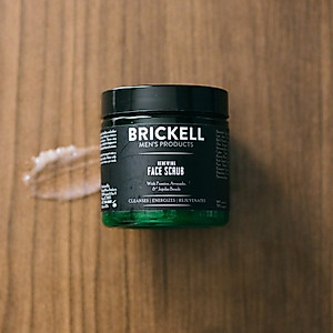 Brickell Men's Renewing Face Scrub for Men, Natural and Organic Deep Exfoliating Facial Scrub Formulated with Jojoba Beads, Coffee Extract and Pumice, 4 Ounce, Scented