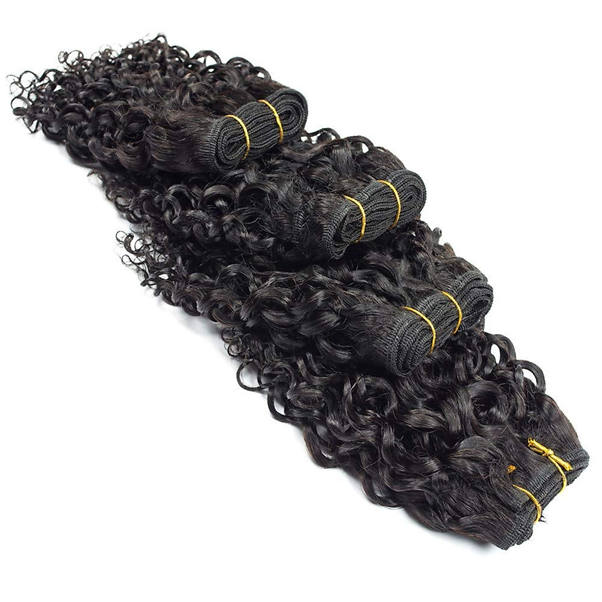 Selina Brazilian Curly Hair Bundles 4 Bundles Kinky Curly Short Human Hair Brazilian Virgin Human Hair 50 Gram/Bundle (8 8 8 8, Natural Color)