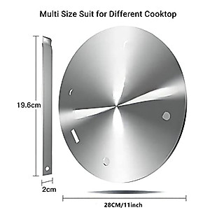 Heat Diffuser Induction Adapter Plate for Gas Electronic Stove, NISPOTDOR Induction Converter Disk Simmer Plate with Detachable Handle for Milk Coffee Cookware, 11inch