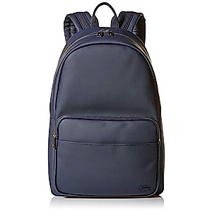 Lacoste mens Solid Large Zip Backpacks, Peacoat, One Size US