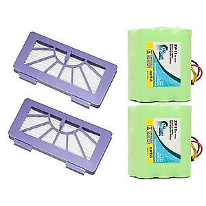 2 Pack - Replacement for Neato XV-21 Battery and Filter - Kit includes 2 Battery and 2 Filter (3500mAh 7.2V NI-MH)