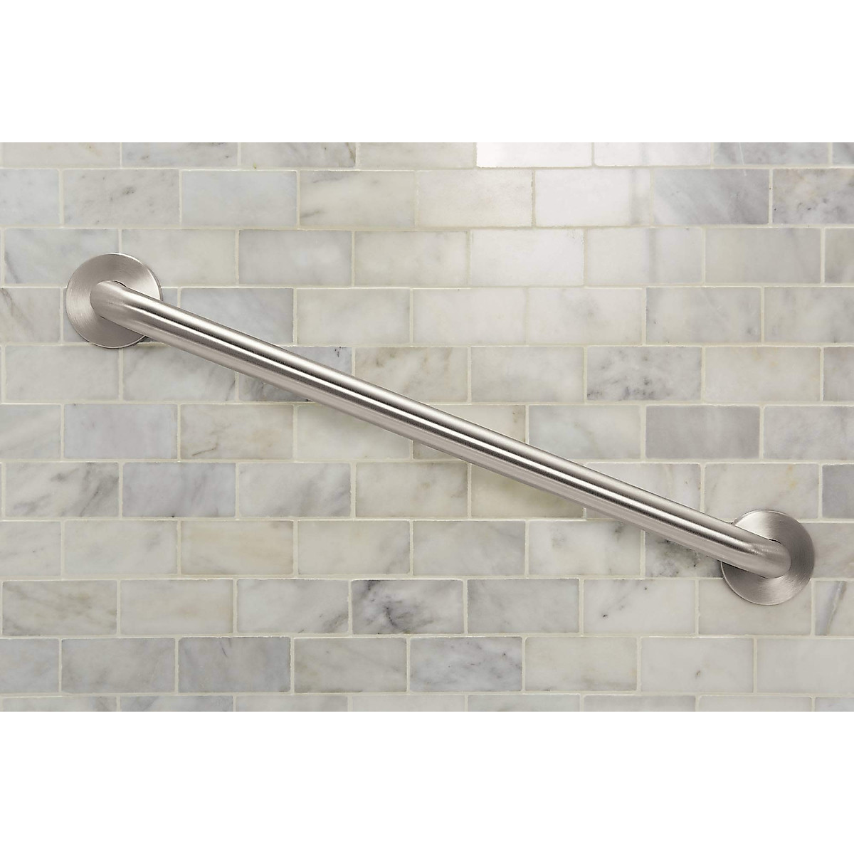 Moen Bathroom Safety 24-Inch Shower Grab Bar with a Slip-Resistant Peened Texture and Concealed Screws for Handicapped or Elderly, R8724P