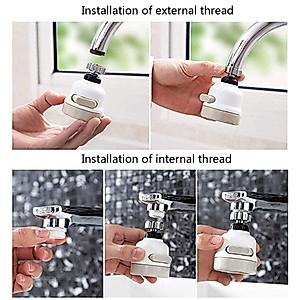 Movable Kitchen Tap Head, 360° Rotatable Water Spray ABS Sink Faucet Spray Head Tap,Splash Filter Water Saving Pressurization Nozzle Bubbler Connector, 3 Modes Adjustment (Pack of 2,White)