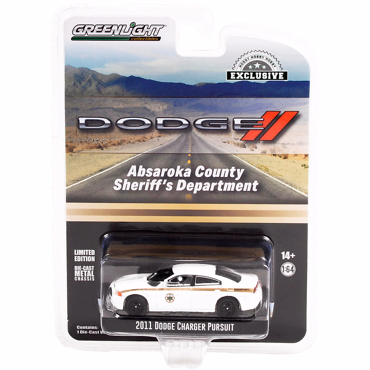 2011 Charger Pursuit White Absaroka County Sheriff's Department Hobby Exclusive 1/64 Diecast Model Car by Greenlight 30334