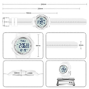 Beeasy Digital Watch Waterproof with Stopwatch Alarm Countdown Dual Time, Ultra-Thin Super Wide-Angle Display Digital Wrist Watches for Men Women