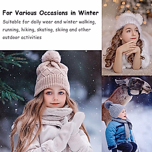 Kids Winter Hat Scarf Mittens Set Toddler Knitted Beanie Girls Fleece Children Neck Warmer Boys Warm Gloves 2-7 Years (Pink)