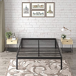 Yitong Angel 14 Inch Queen Bed Frame with Round Corner Edge Legs, 3500 lbs Heavy Duty Metal Platform Bed Frame Queen Size, Steel Slats Support/No Box Spring Needed/Noise Free/Non-Slip