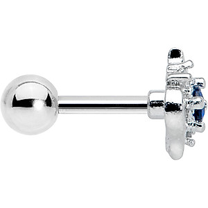 Body Candy 16G Womens Stainless Steel Clear Blue Accent Swirl Cartilage Earring Helix Tragus Jewelry 1/4"