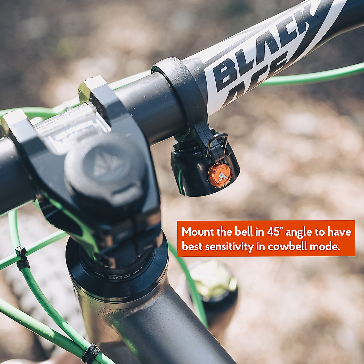 Granite Cricket Mountain Bike Bell with Single-Strike Mode and Constant Cowbell Mode, Bike Bell for Mountain Bike, BMX Bike, Road Bike and Gravel Bike, Bicycle Bell for 22.2mm to 35mm Handlebars