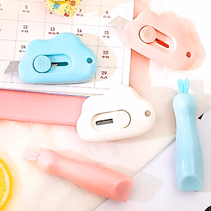 Pink Cloud Portable Box Cutter,Retractable Art Cutter Utility Knife,Cloud Shaped Kawaii Letter Opener,School Stationery Cute Paper Cutter for Packages,Letters and Cardboard Boxes Opening, Accessories