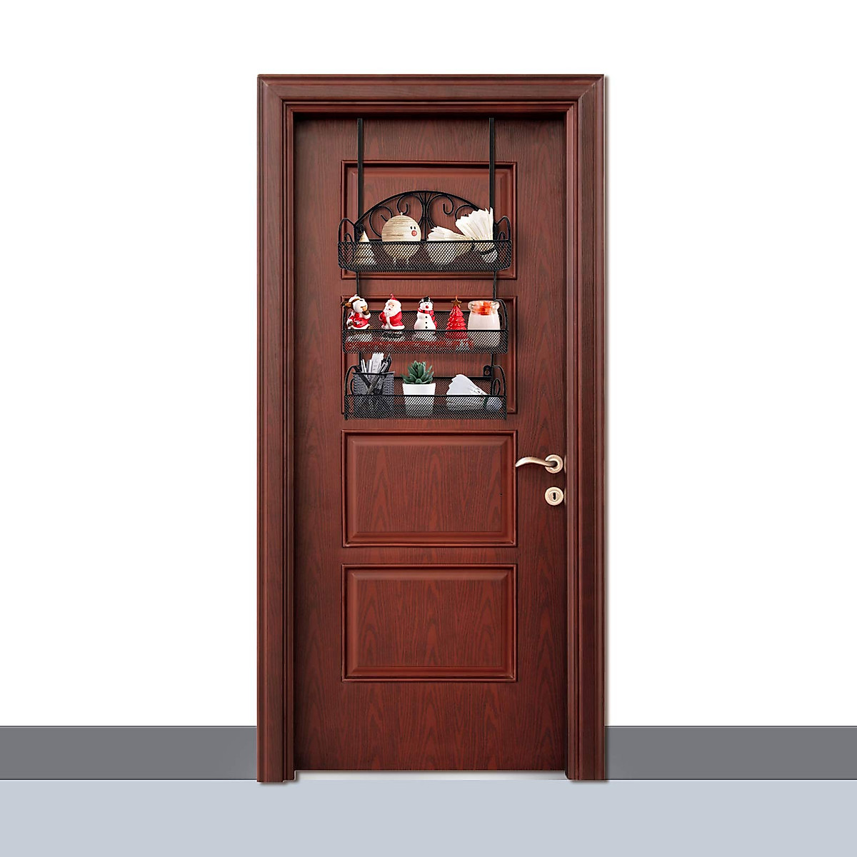 Giftgarden 3 Tier Over The Door Spice Rack, Wall Mount Hanging Spice Organizer for Cabinet Pantry Kitchen, Black