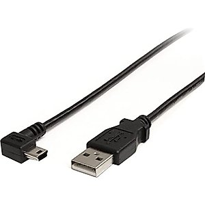 StarTech.com 3 ft. (0.9 m) Right Angle USB to Mini USB Cable - USB 2.0 A to Right Angle Mini B - Black - Mini USB Cable (USB2HABM3RA)
