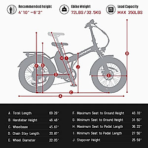 Hipeak Electric Bike for Adults, Ebike 750W/48V/15Ah, 20" x 4.0" Fat Tires Electric Bike Folding Ebikes with Removable Battery, Foldable Adults Electric Bicycles Front Suspension