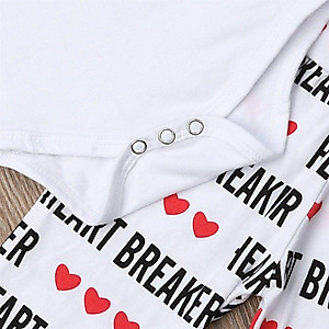 FIOMVA Newborn Infant Baby Boy Girl 1st Valentine's Day Clothes Letter Bodysuit Romper Pants Trousers Hat Set