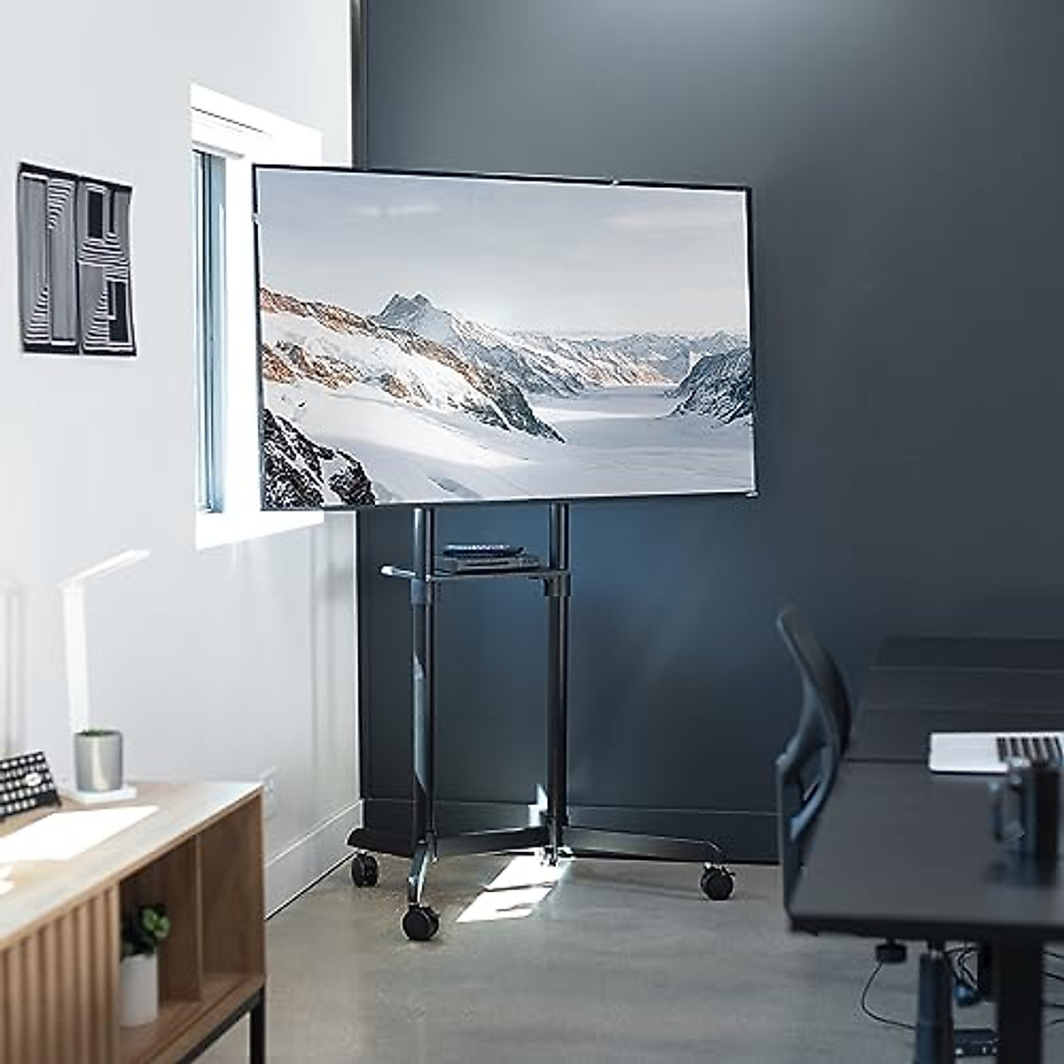 VIVO Mobile Premium TV Cart for 32 to 88 inch Screens up to 154 lbs, Samsung Digital Flipchart, Microsoft Surface Hub 2S, Portrait to Landscape, Shelf, Wheels, Max VESA 600x400, Black, STAND-TV02PB