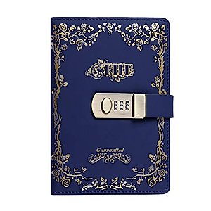 wyh Composition Classic Lined Notebook Digital Password Notebook Hardcover Writing Journal with Lined Pages，Notebook for Work Student A5 Journal (Color : Blue)
