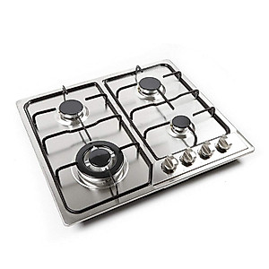 Gas Cooktop NG/LPG Gas Stove Cooktop Stove Burner Tempered Glass Cook Top Built in 4 Burners Gas Hob Grate Stovetop Cooker (4 Burners, 23'' x 20.5'')