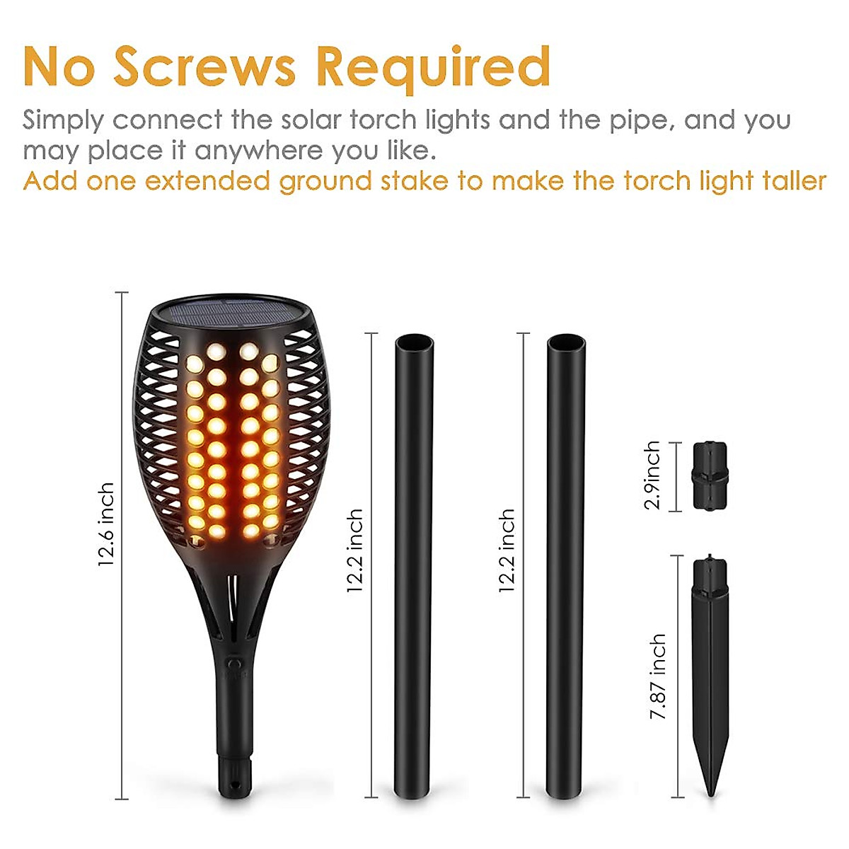 TomCare Solar Outdoor Lights 43" Higher & Larger Flickering Flames 96 LED Solar Torch Lights Outdoor Waterproof Solar Powered Garden Lights Decorative Landscape Lights for Yard Patio Christmas, 4 Pack