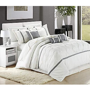 Chic Home 8 Piece Vermont Comforter Set, King, White