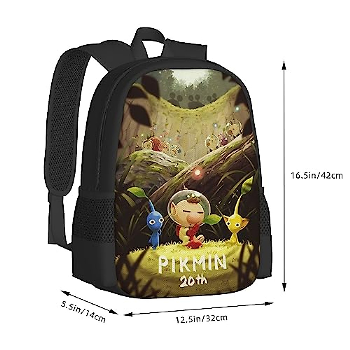 RACEK Lightweight Laptop Backpack Pik-min Rucksack 3D Printed Anime Travel Casual Adjustable Straps Daypack For Men Women