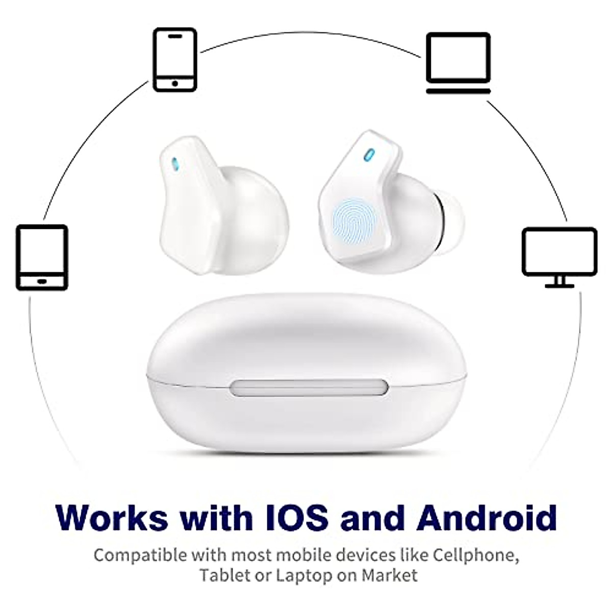 Jiunai Wireless Earbuds for Samsung S23, Bluetooth 5.2 Headphone in-Ear Earbuds Stereo HI-FI Noise Reduction Touch Control Earphones for Samsung S22 iPad iPhone 14 Pro OnePlus Google