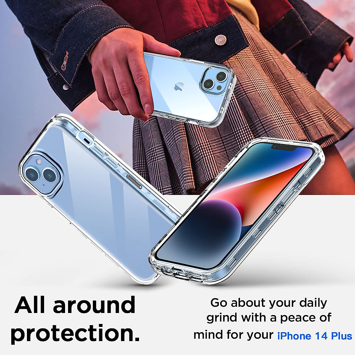 AICase for iPhone 14 Plus Clear Case(6.7"),Heavy Duty Drop Protection Full Body Rugged Shockproof/Dust Proof 3-Layer Military Protective Tough Durable for iPhone 14 Plus