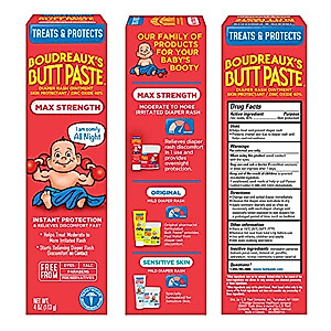 Boudreaux's Butt Paste Diaper Rash Ointment Variety Pack (1-4 oz Maximum Strength, 1-4 oz Natural Aloe)