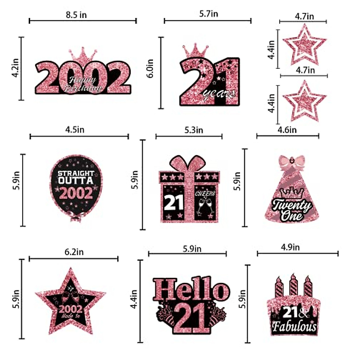 40Pcs Rose Gold 21st Birthday Decorations for Her Hanging Swirls, No-DIY 21st Birthday Decorations Ceiling Streams, Hello 21 Hanging Swirls 21st Birthday Decorations for Her cocomigo