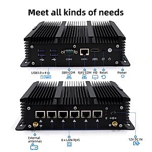 Firewall Micro Appliance Mini PC Core i7 10510U, 6 i225 2.5Gbe LAN, 32GB DDR4 RAM 1TB SSD, HD, USB3.0, 2* COM, Mini PCI E Wifi, SIM Card Slot, AES-NI, W 10 pro, VPN Router, Network/Industry