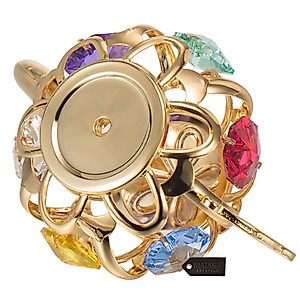 Matashi 24K Gold Plated Highly Polished Teapot Ornament with Crystals Tabletop Showpiece - Great Gift for Valentine's Day Birthday Anniversary, Home Decor