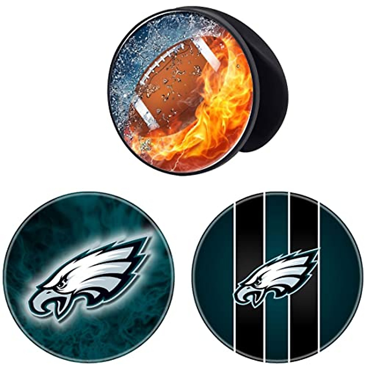 MIULHPA Multifunction Football Team Cell Phone Stand Holder and Grip. Foldable Phone Kickstand Mount Compatible for Smartphones (Green Fire Design)3Pack MALAI01