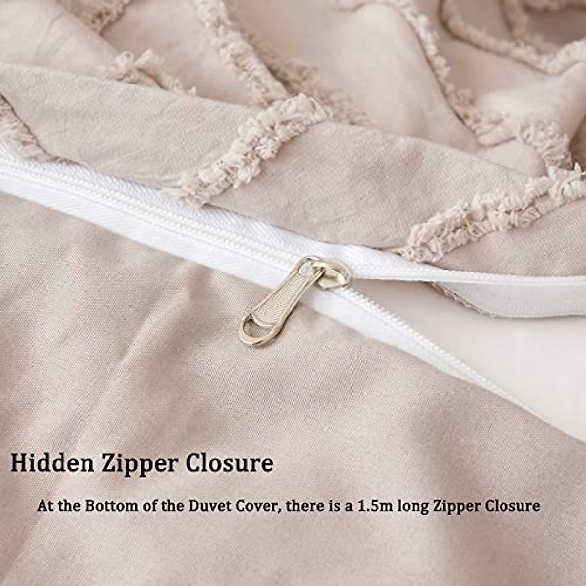 Warmarky Camel Leaf Shape Tufted Duvet Cover King(91''x 102'') Size Light-Weight, Textured Bedding Comforter Cover Set, 1pcs Duvet Cover & 2pcs Envelop Pillowcase(NO Comforter)