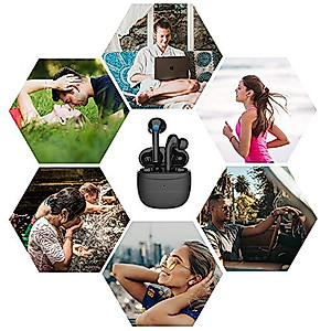 Wireless Earbuds Bluetooth 5.0 Headphones Touch Control in-Ear Wireless Earphones with Charging Case Microphone Noise Cancelling Deep Bass Waterproof Headset for Android iOS iPhone Samsung Black