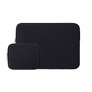 RAINYEAR 14 Inch Laptop Sleeve Case Protective Soft Padded Zipper Cover Carrying Computer Bag with Accessories Pouch, Compatible with 14" Notebook Tablet Chromebook(Black)
