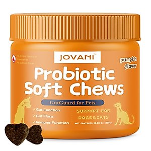 jovani Probiotic Soft Chews for Dogs, Digestive Enzymes for Gut Flora, Digestive Health, Diarrhea & Bowel & Immune System Support - Pumpkin Flavor - Contains 200 Soft Chews