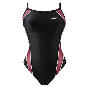Speedo Axcel Team Splice Axcelback Swimsuit - Youth,Black/Maroon (618),22