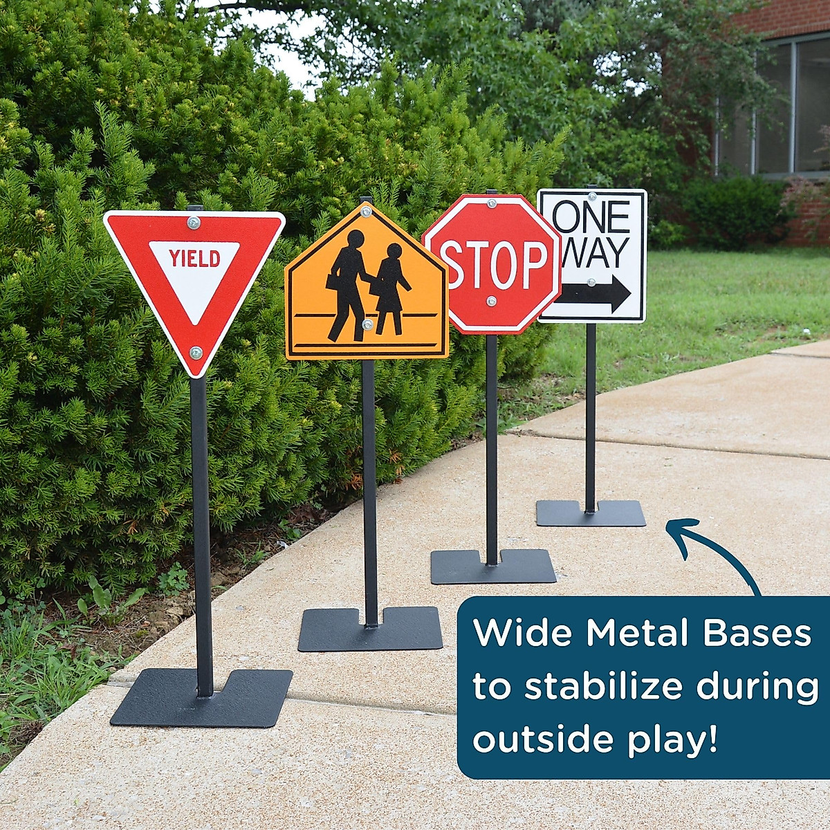 Children’s Factory Traffic Signs Set of 4, Outdoor Play Equipment for Daycare, Preschool, Playground, Kids Playhouse