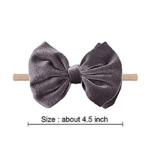 YanJie Baby Leopard Velvet Bow Headbands - 3 Pack Cotton Nylon Headband Baby Photography Hair Bow (4.5 black-velvet)