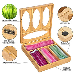 Ziplock Bag Storage Organizer, Kitchen Organization, Drawer Organizer, Magnetic, Bamboo, Unique Design