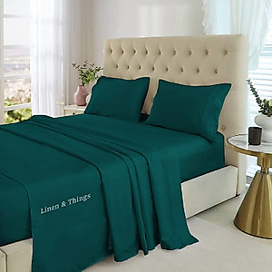 Family XL Size (144" x 84") 800 Thread Count Luxury Egyptian Cotton Bed Sheets, Sateen Weave, 4PCs Luxury Soft Bed Sheet Set 15" Deep Pocket - Teal Solid