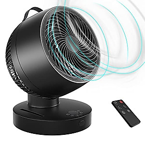Kapoo Table Air Circulator Fan,Blade 8",6 Speeds 4 Wind Modes,With Remote Control,Horizontal Vertical Oscillating,Indoor Circulator Fan for Whole Room Temperature Equilibrium,Black,Middle,GS-XXG037