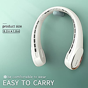 FrSara Neck Fan, Portable Fan Strong Wind, Upgraded 5200mAh, Upgraded Air Volume,360° Cooling, Quiet, No Hair Twisting, Even Air Volume On Both Sides, Non-Slip Material, Short Charging, Long Use Time