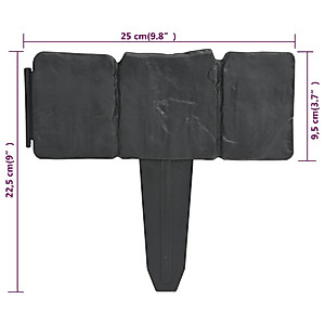 VRAXO Plastic Garden/Lawn Fence Stone Look 41 pcs 32.8',Garden Borders & Edging-7.92lbs