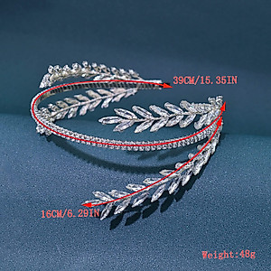 WONRLUA Rhinestone Bridal Headband, Wedding Headpiece for Bride, Wedding Hair Accessories for Brides(Silver)