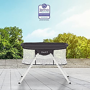 Dream On Me Poppy Traveler Portable Bassinet in Dark Grey, Lightweight, Spacious and Convenient Mesh Design, JPMA Certified, Easy to Clean and Fold Baby Bassinet - Carry Bag Included