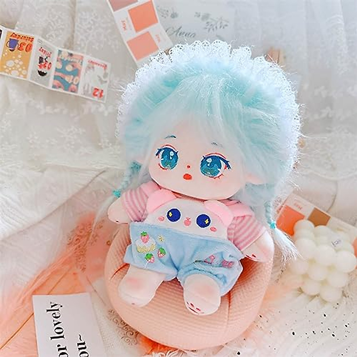 niannyyhouse 20cm Plush Doll Clothes T-Shirt Overalls Loose Strap Pants 8in Soft Stuffed Plush Toy Dress Up (A-1)