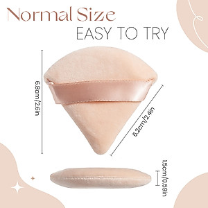 MOTZU 6 Pieces Powder Puff for Face , Cotton Velour Triangle Makeup Puff for Setting, Contouring, Under Eyes, and Corners, 2.76-inch Normal Size, with Strap, Beauty Tool