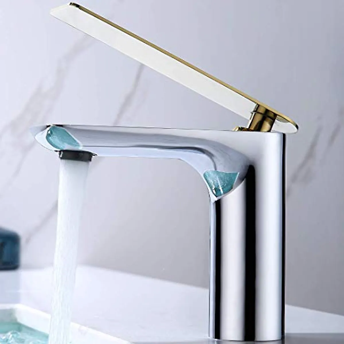 Bathroom Faucet Gold & Chrome | Bathroom Sink, 1 Hole, Single Handle, Noble Faucet La Vie Luxury