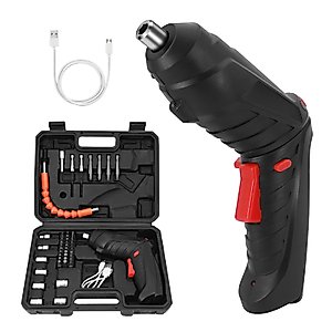 Rechargeable Electric Screwdriver Portable Set, 3.6V with 47pcs Cordless Accessories, Dual Position Handle and LED Headlight